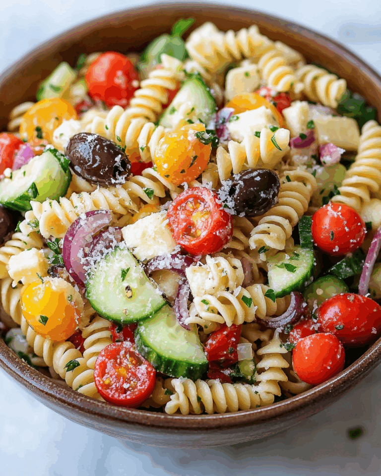 Cold Pasta Salad with Veggies and Zesty Italian Dressing
